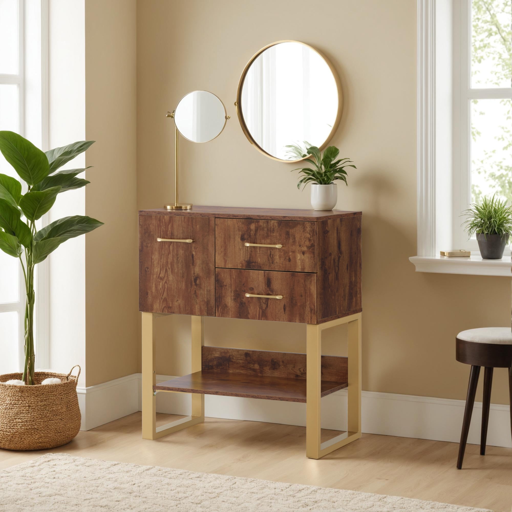 BarberPub Makeup Vanity Storage Cabinet with Drawer, Shelf, Beauty ...