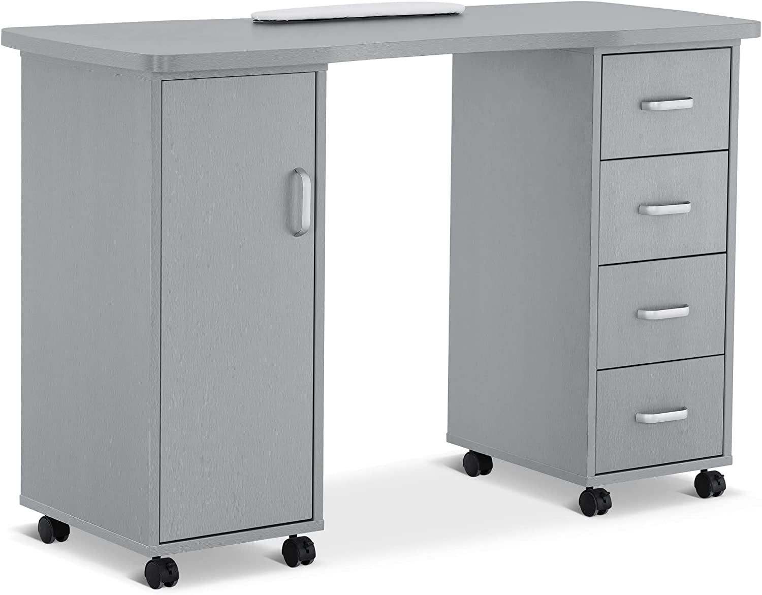 BarberPub Professional Manicure Table, Acetone Resistant, Rolling Salon ...