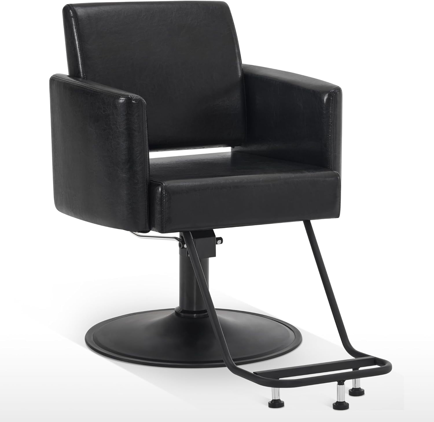 BarberPub Modern Salon Chair, All Black Barber Styling Chair for Hair ...
