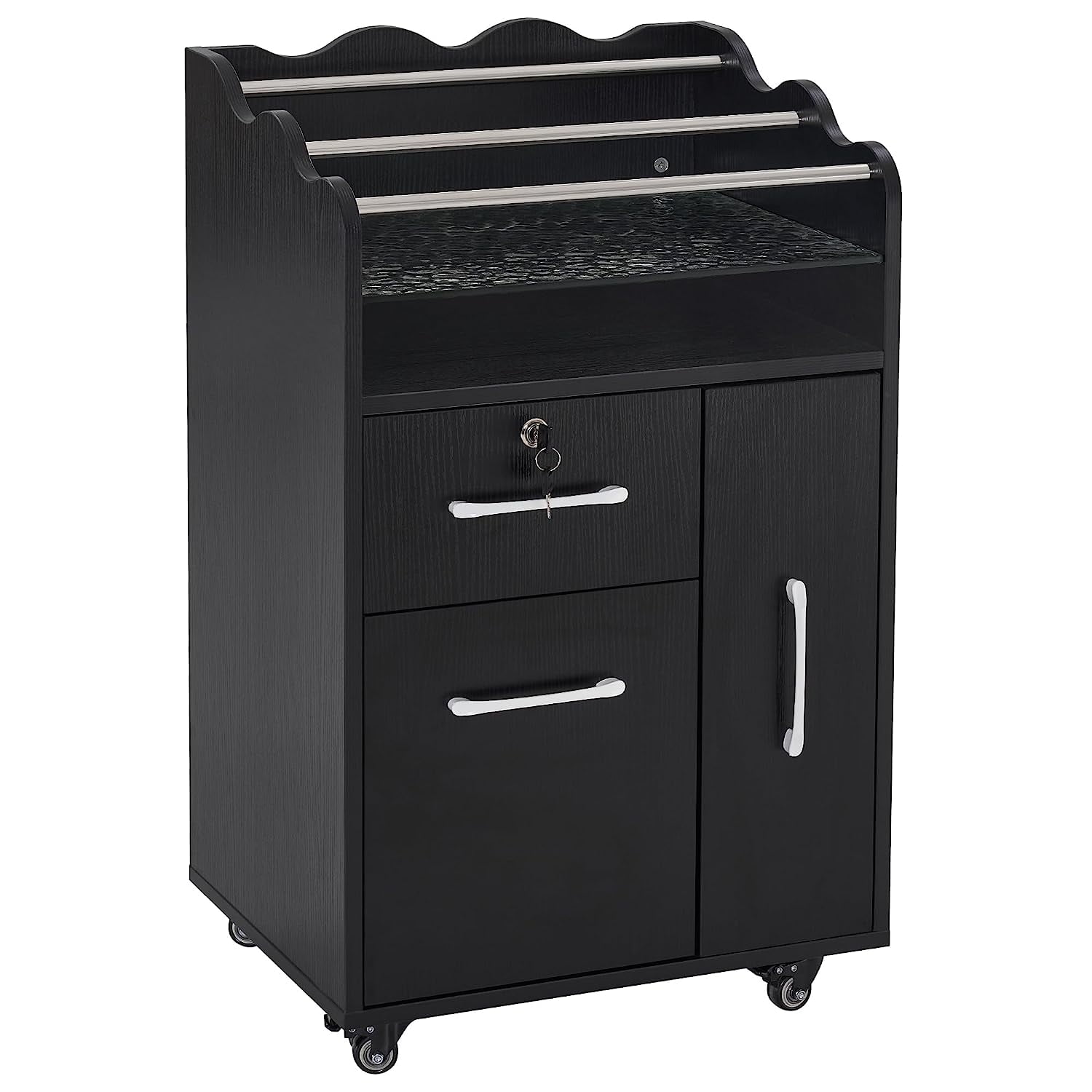 BarberPub Salon Cart with Storage Drawer Rolling Cart for Hair Stylist ...