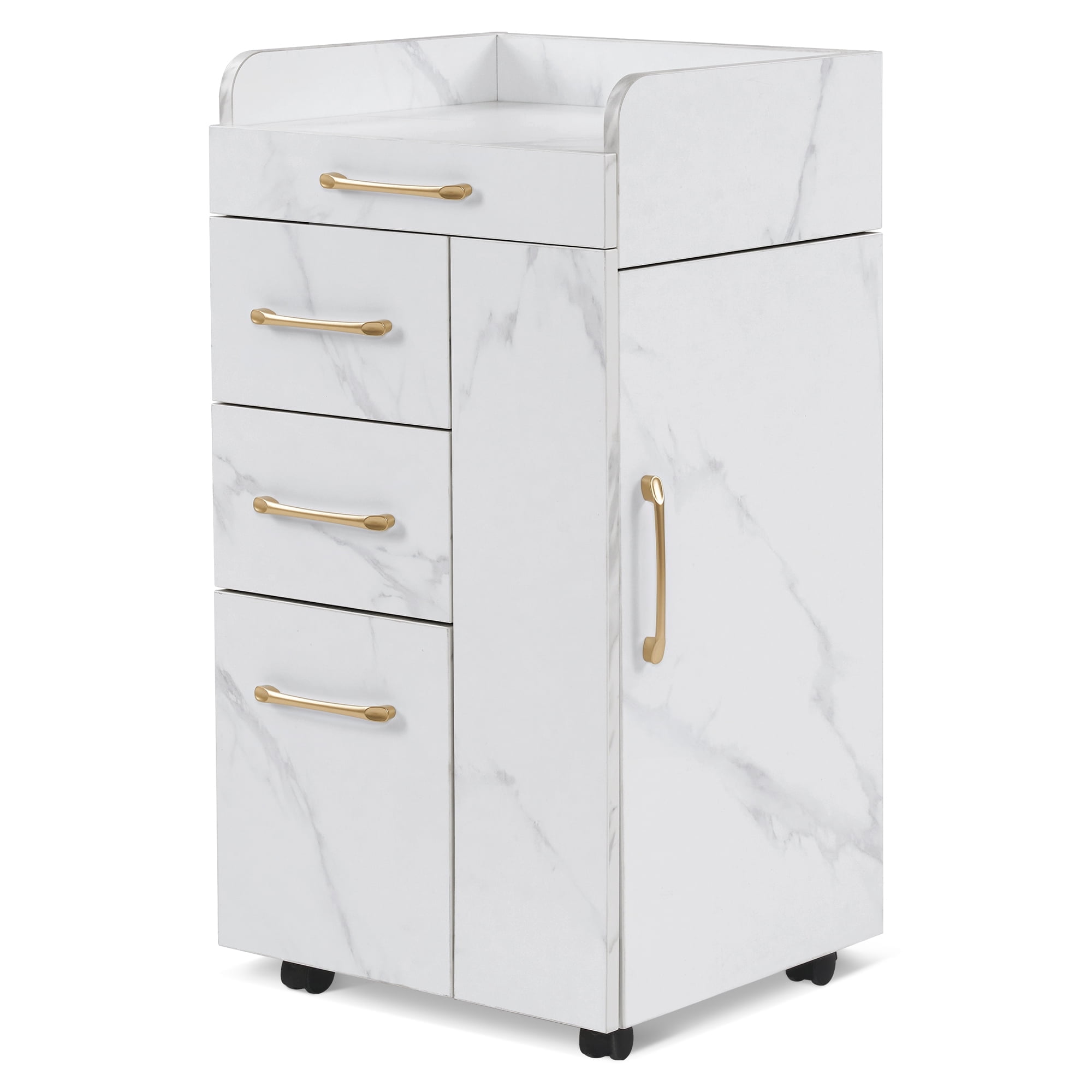 BarberPub Salon Trolley, Hair Styling Rolling Utility Cart with Storage ...