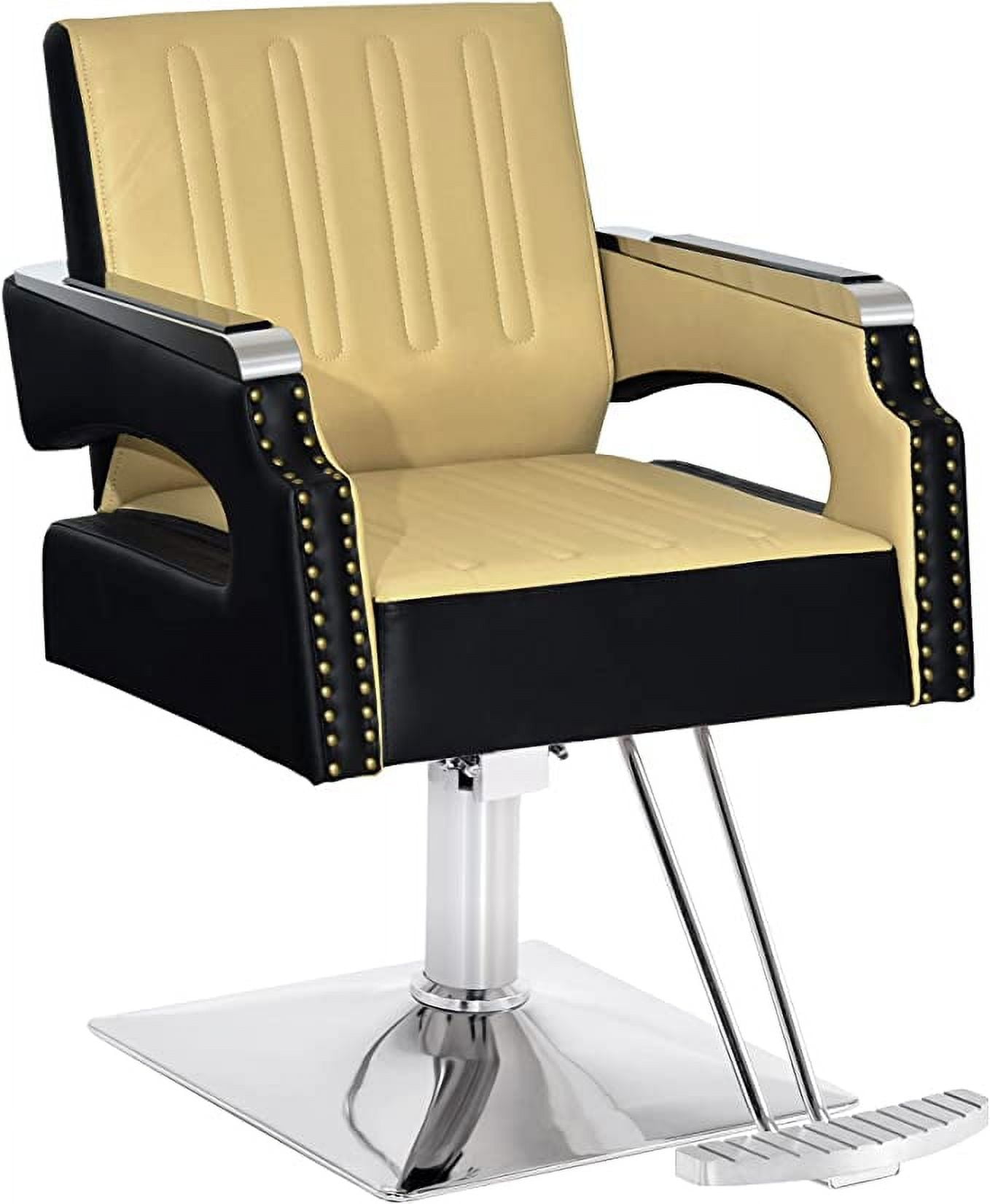 BarberPub Hydraulic Barber Chair, Cream Color, Ergonomic Design, Dense ...