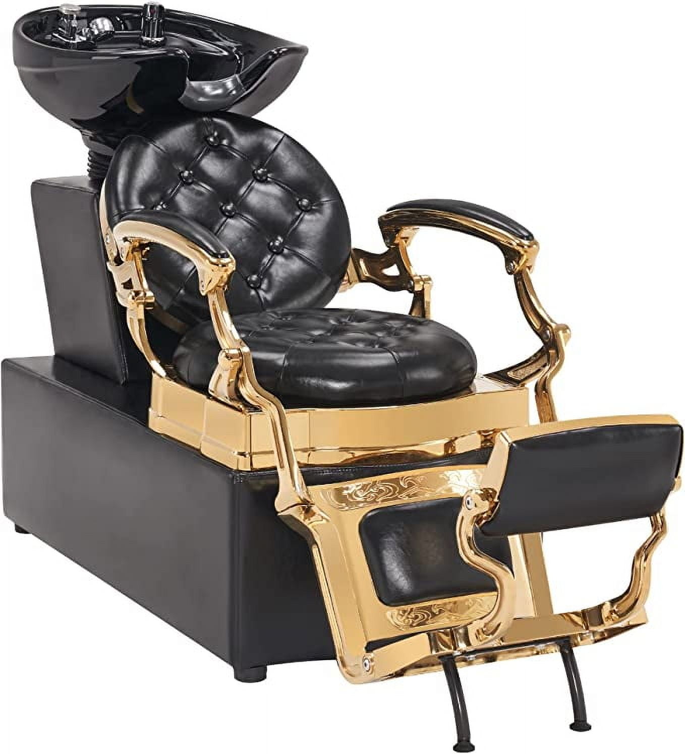 BarberPub Heavy Duty Reclining Hair Wash Chair with Ceramic Sink for ...