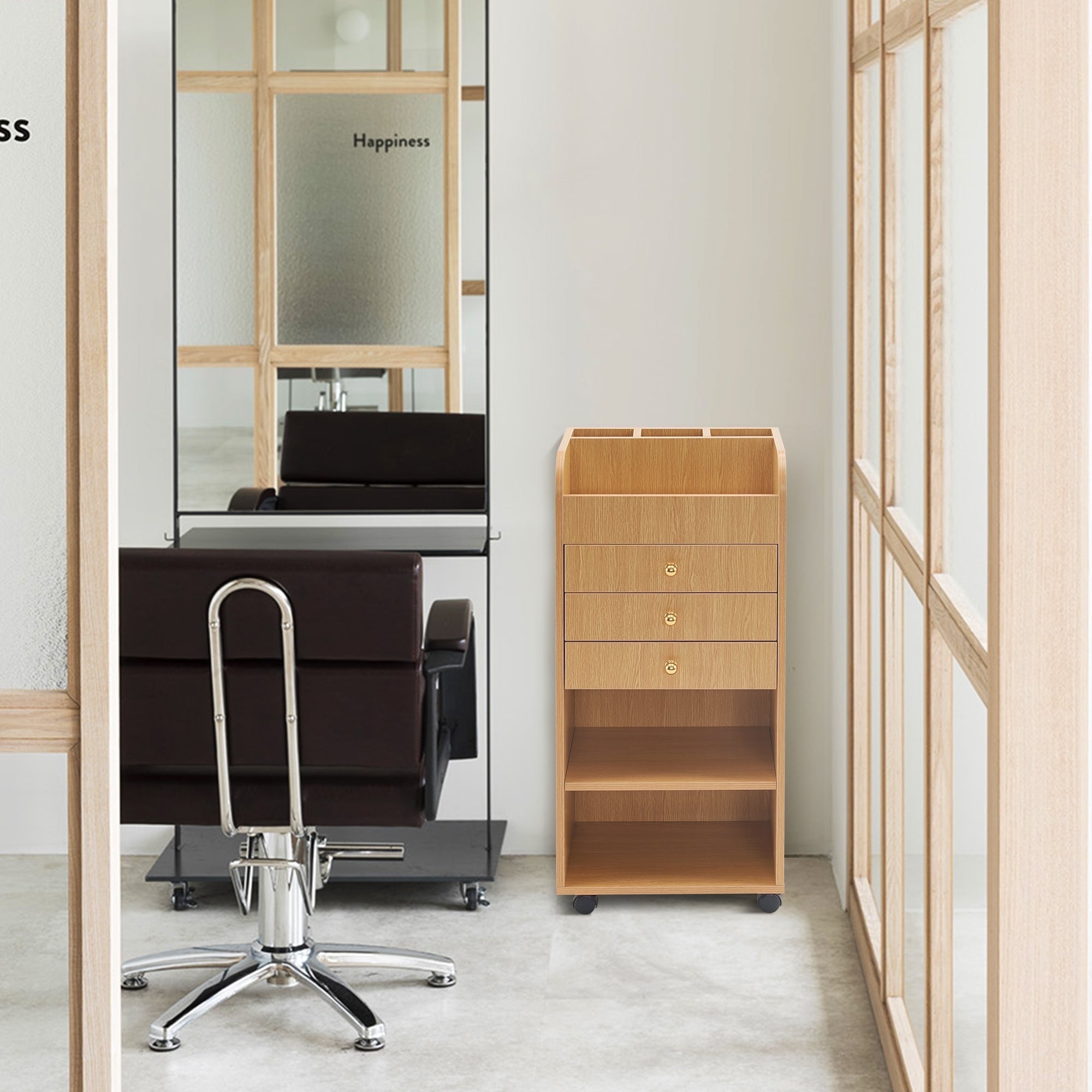 BarberPub Utility Cart with Storage Drawers and Shelves, Salon Trolley ...