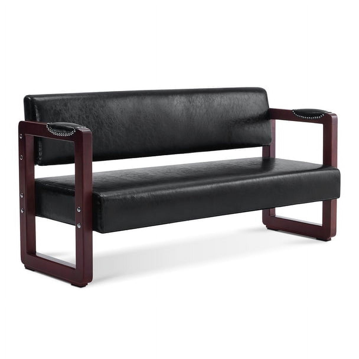 BarberPub Waiting Room Chairs,Bench with Backrest,Modern Style Leather ...
