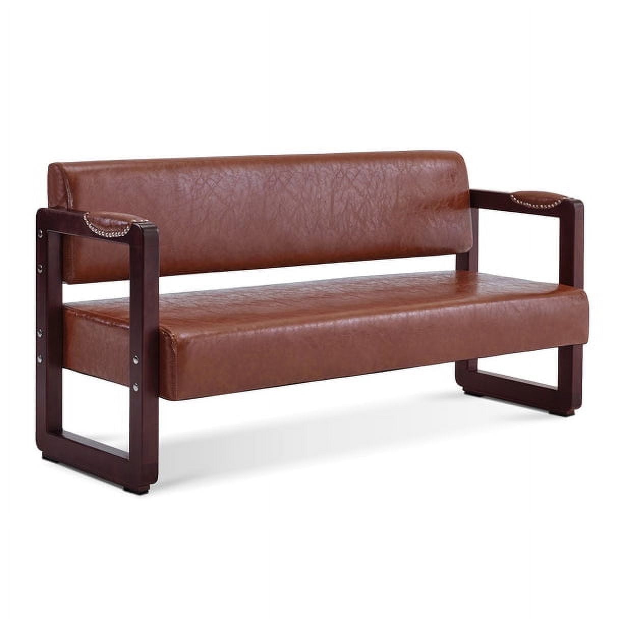 BarberPub Waiting Room Chairs,Bench with Backrest,Modern Style Leather ...