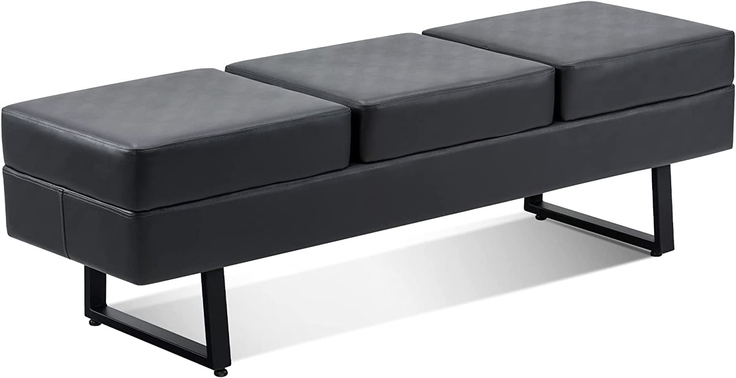 BarberPub Waiting Room Chairs Guest Reception Bench Leather 7008 (Dark ...