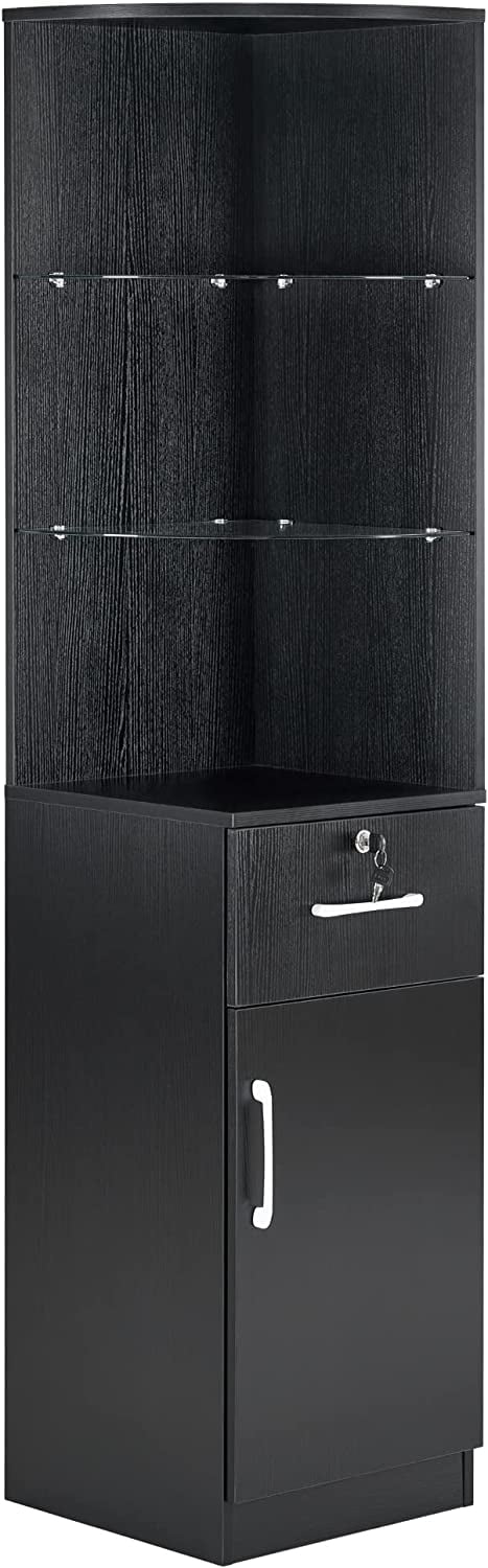 BarberPub Corner Storage Cabinet with Lock, 15.8''L*69.6''H, Acetone ...