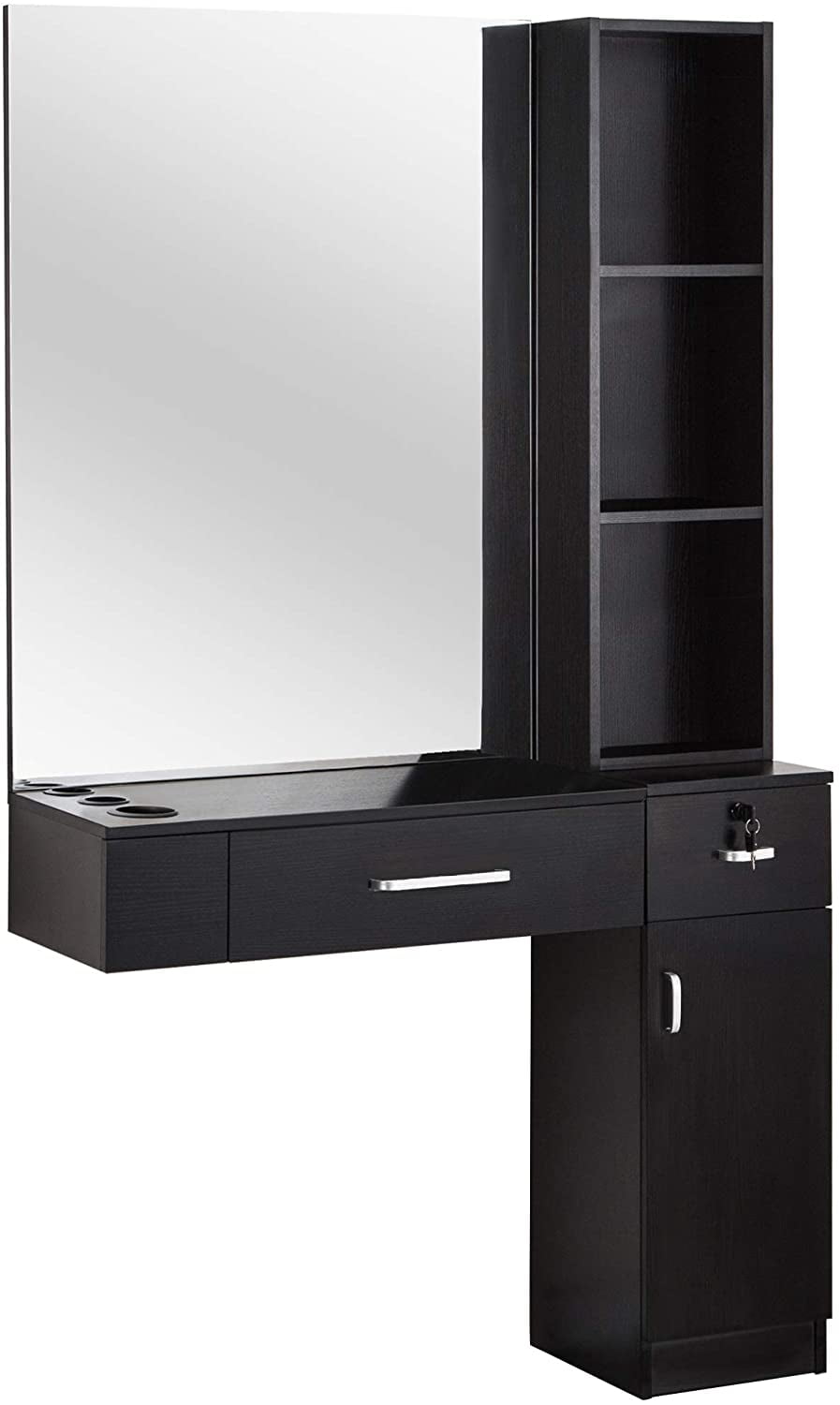 Barberpub Wall Mount Barber Station with Vanity Mirror, Hair Dryer ...
