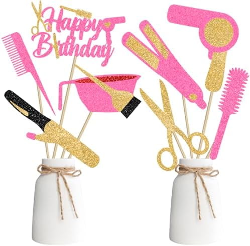 Barbershop Centerpiece Sticks 18PCS Makeup Party Table Toppers Glitter ...