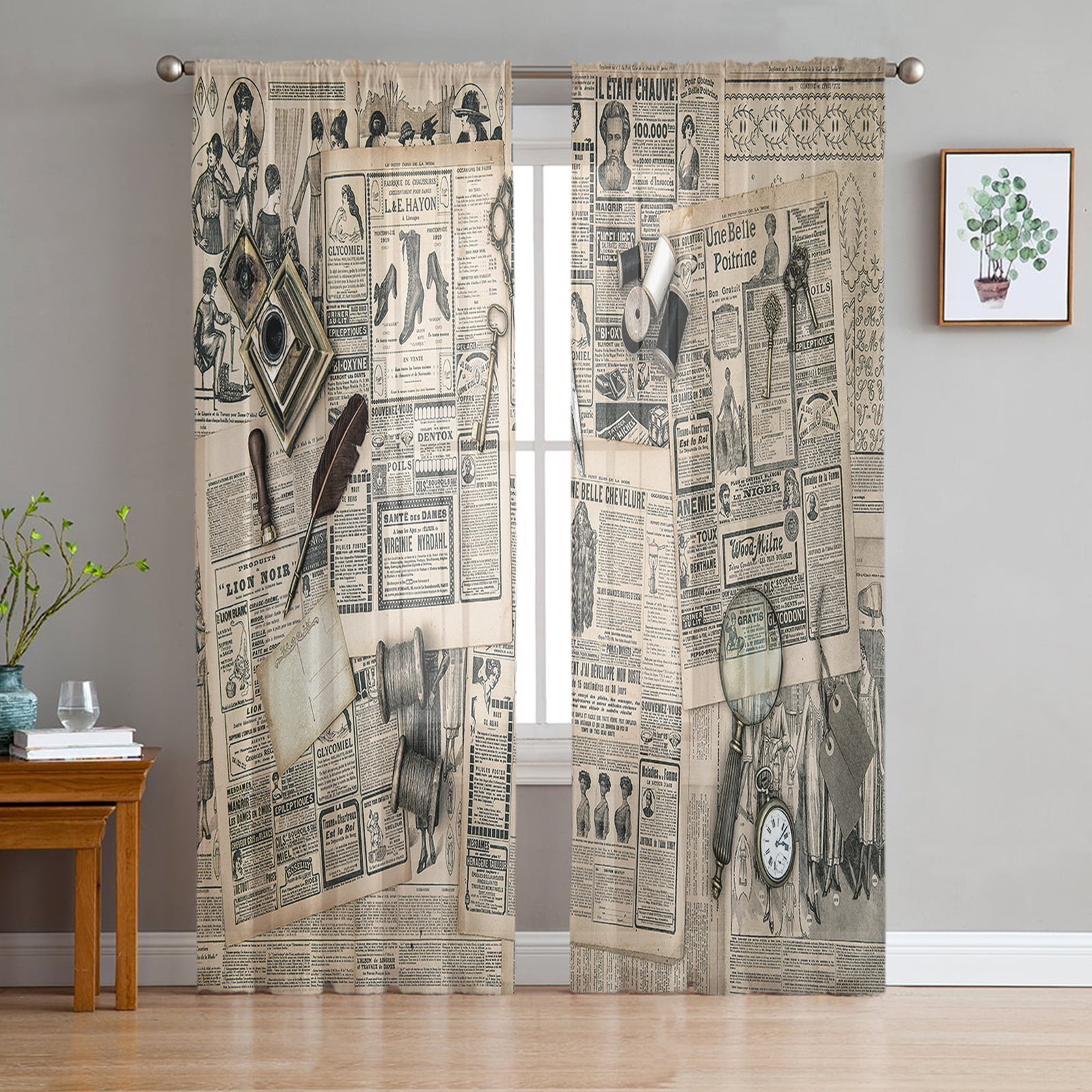 Barbershop Design Element Sheer Voile Curtains For Living Room Modern ...
