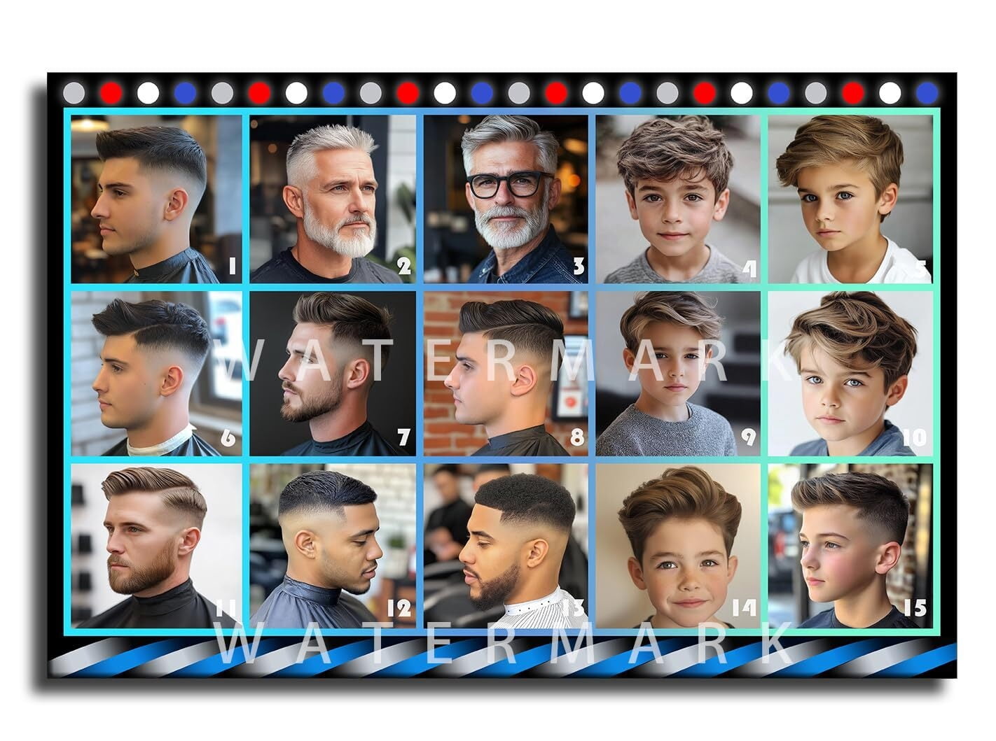 Barbershop Hair Salon Decor - Men's Modern Hairstyle Guide Poster ...