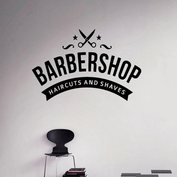 Barbershop Logo Wall Decal Hairdresser Salon Door Window Vinyl Sticker ...