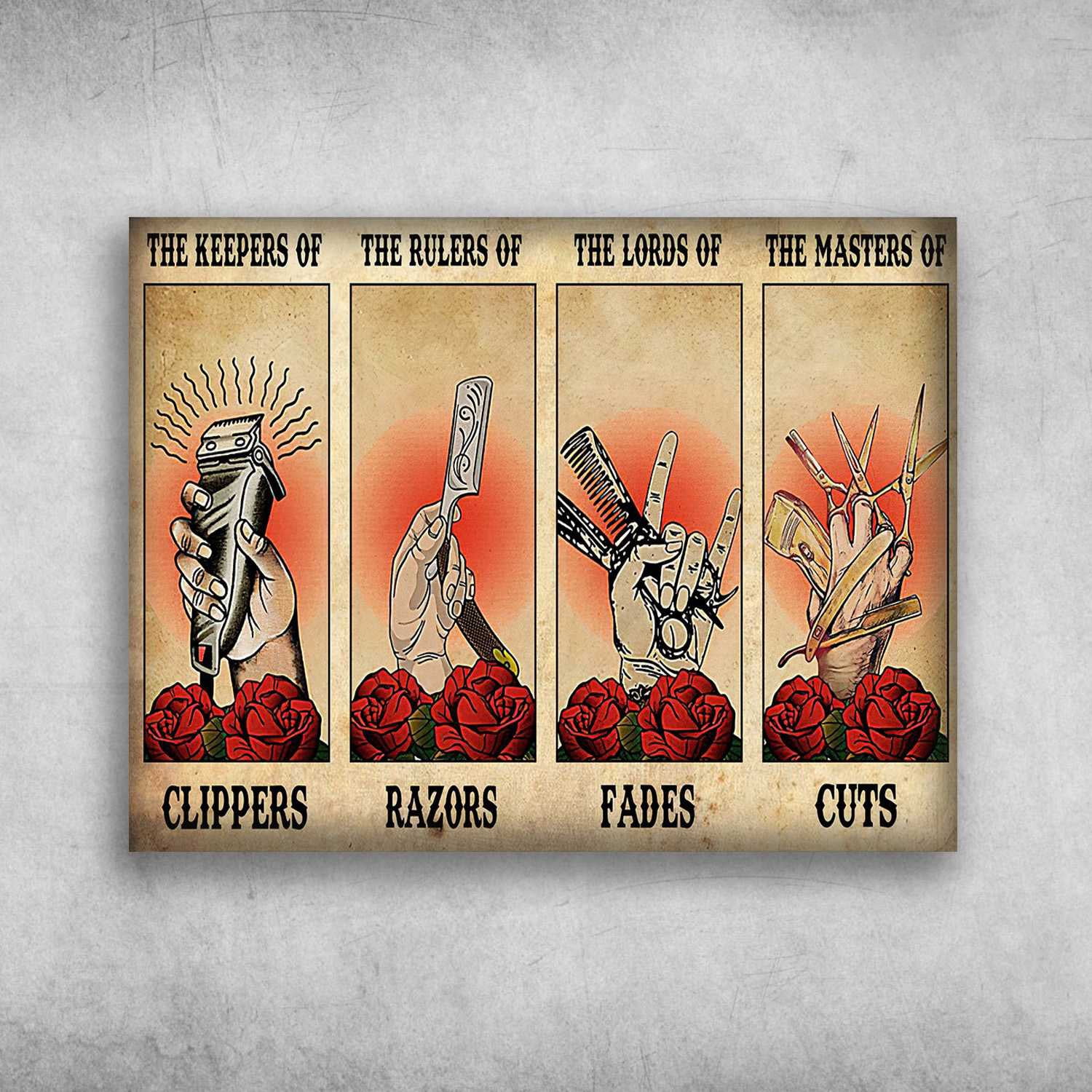 Barbershop Poster, Barber Lover - The Keepers Of Clippers, The Rulers ...