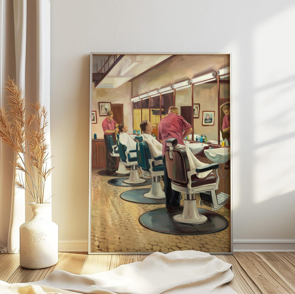 Barbershop Poster, Retro Barber Wall Art, Hairdressing Print, Classic ...