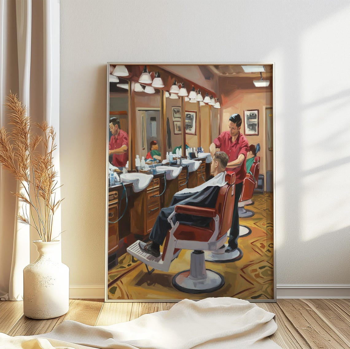 Barbershop Poster, Retro Barber Wall Art, Hairdressing Print, Classic ...