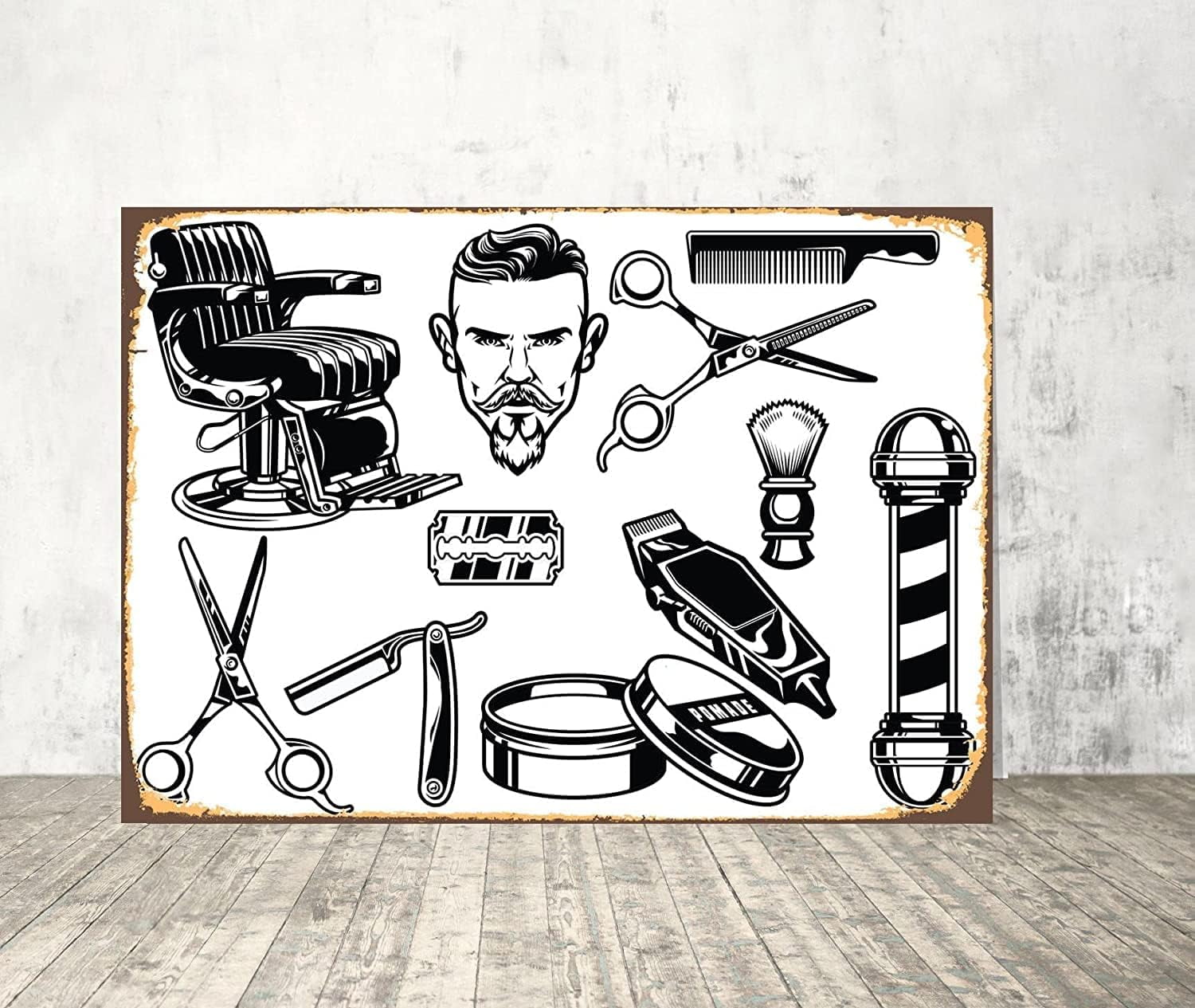 Barbershop Print Barber Shop Vintage Tin Sign Retro Metal Signs Plaque ...