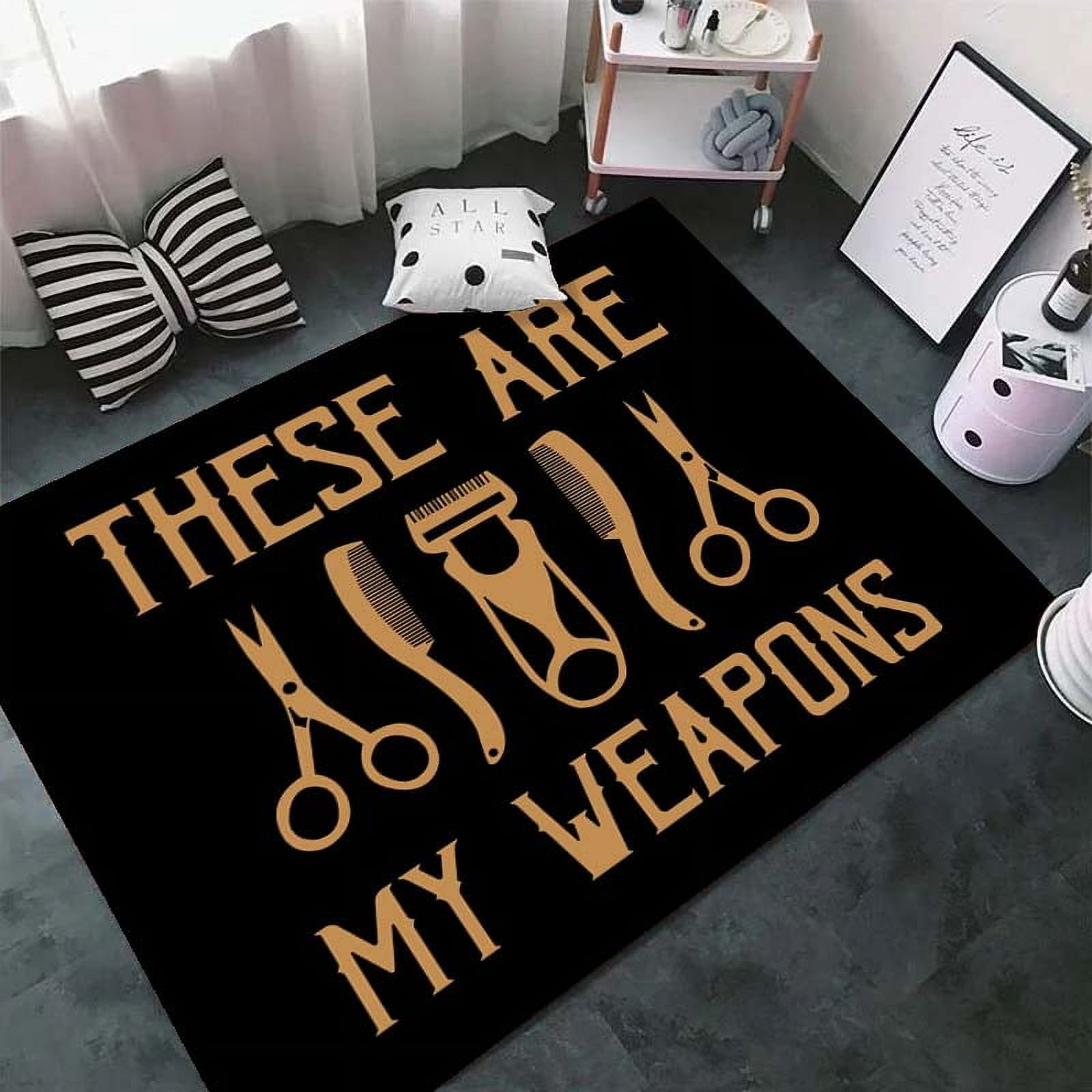 Barbershop Sign Vintage Cartoon Area Rugs for Living Room Bedroom ...
