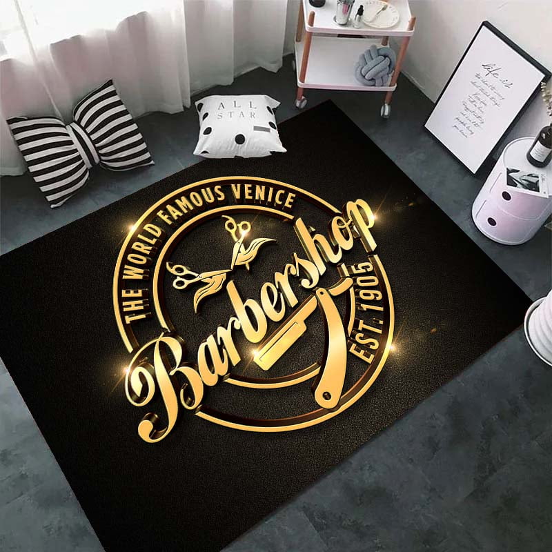 Barbershop Sign Vintage Cartoon Area Rugs for Living Room Bedroom ...