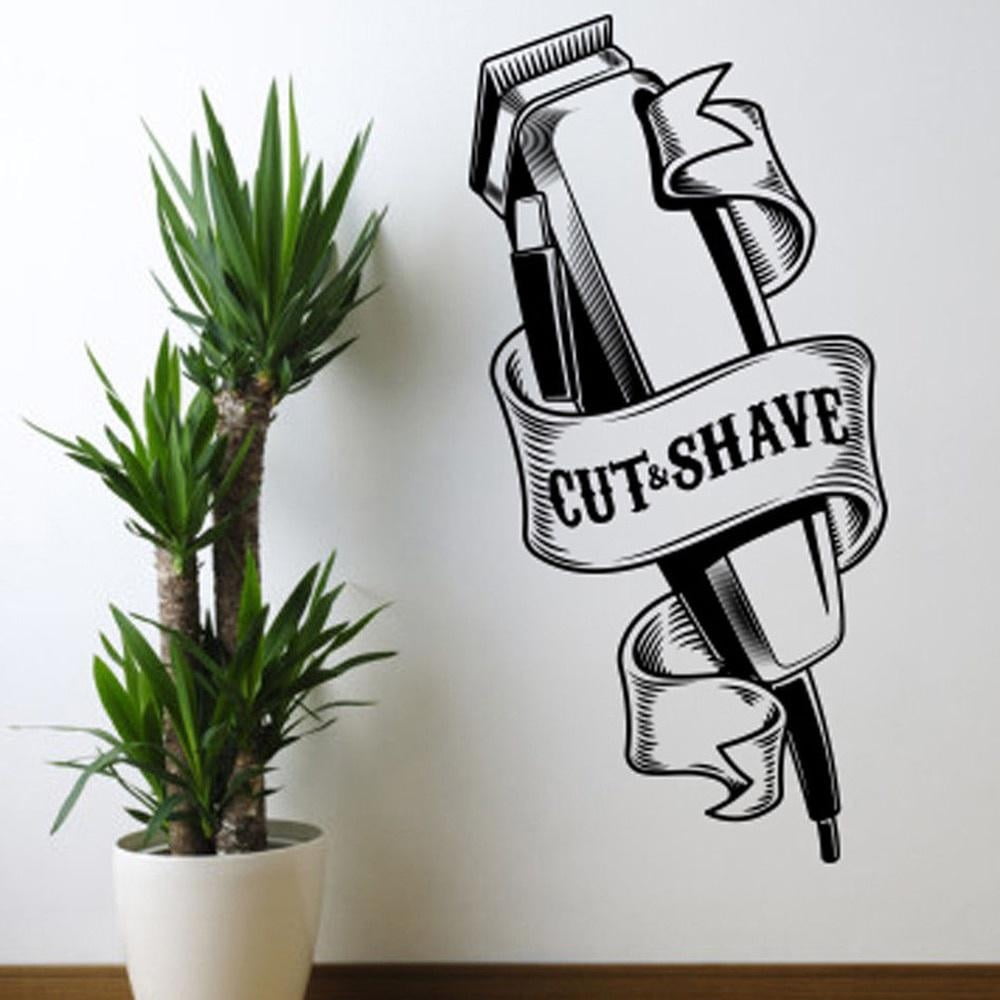 Barbershop Tool Cut Shave Window Vinyl Wall Sticker Barber Hair ...