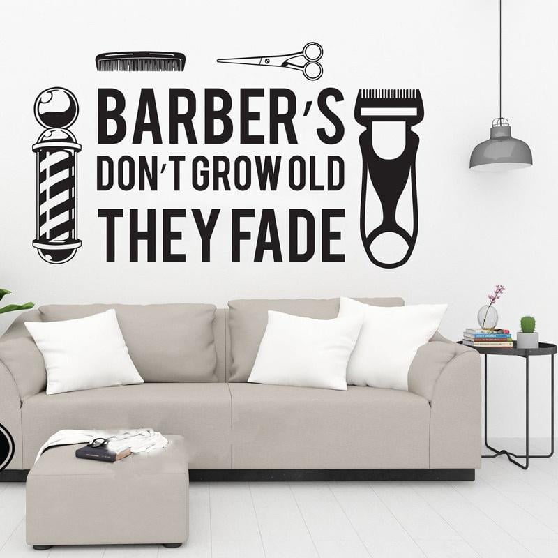 Barbershop Tool Cut Shave Window Wall Sticker Barber Hair Hairstylist ...
