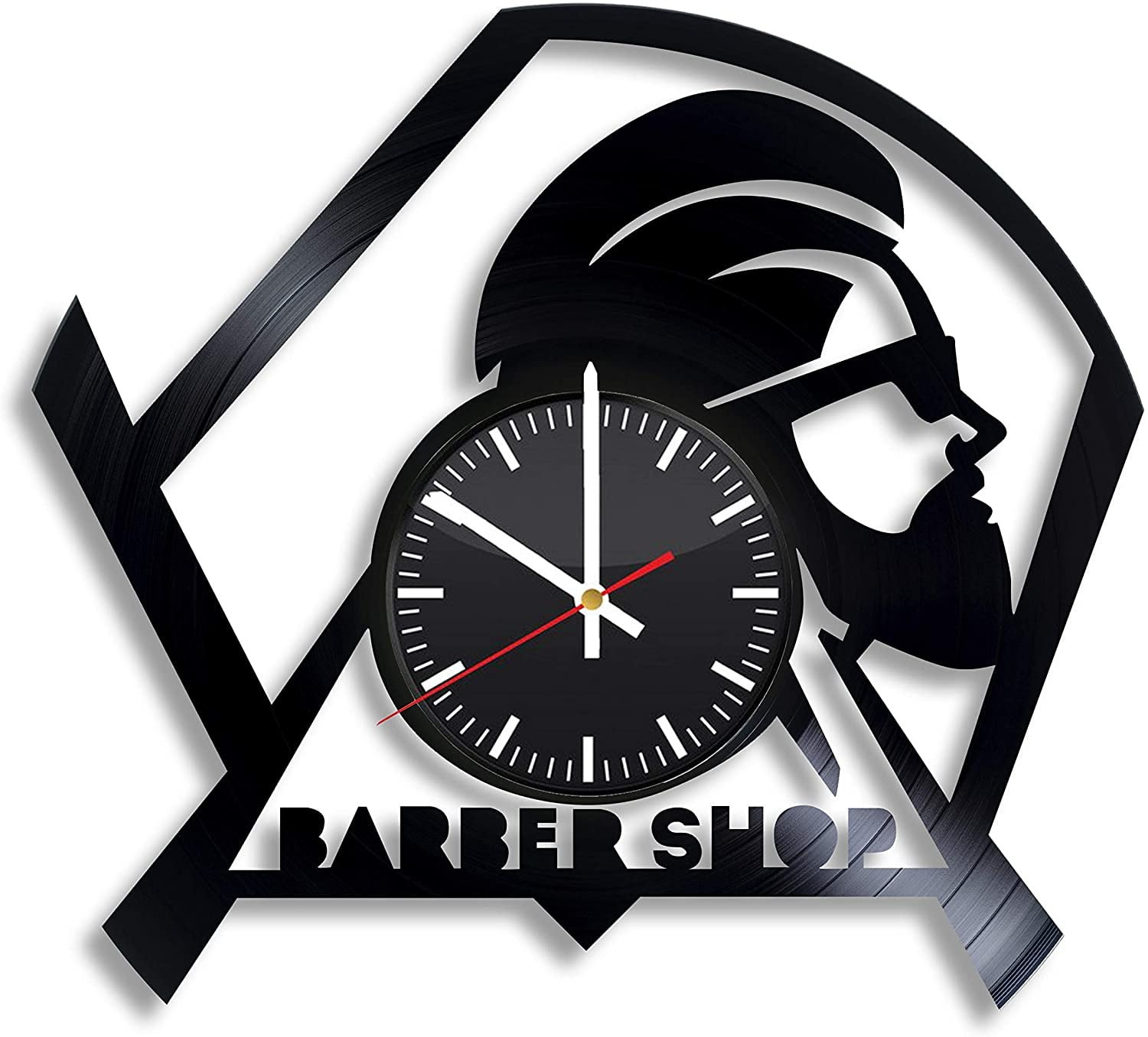 Barbershop Vinyl Wall Clock,Vinyl Record Clock Wall Art Black Handmade ...