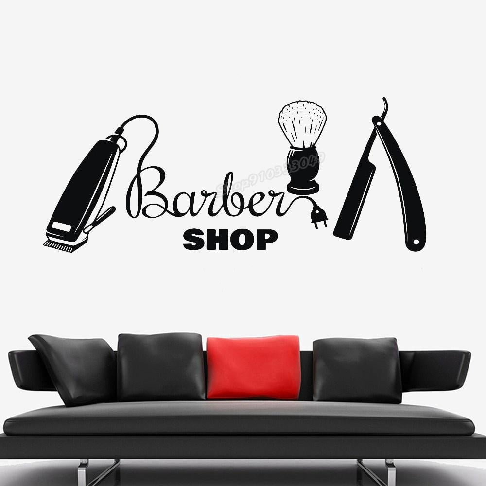 Barbershop Wall Decal Barber Shop Sign Man Salon Haircut Logo Wall ...