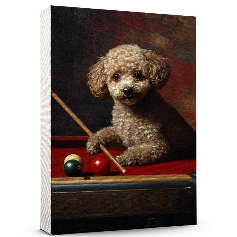Barbet Cute Dog Billiards Canvas Canvas – Retro Barbet Dog Batter in ...