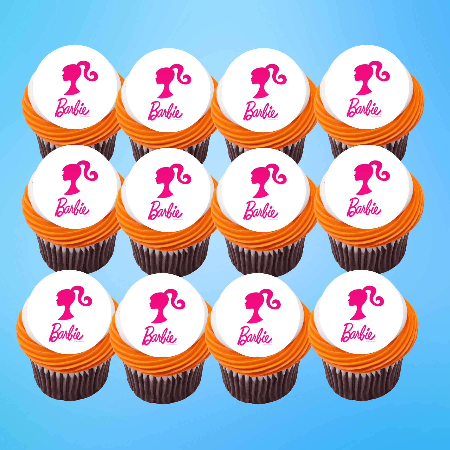 Barbie 12 - 2 inch Cupcake Edible Frosting Photos Decoration Toppers ...