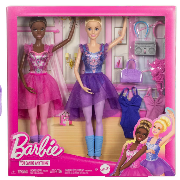 Barbie 12.7" Ballet Room Set with 2 Ballerina Fashion Dolls Dance New ...