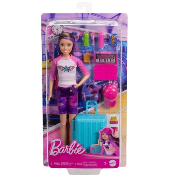 Barbie 12.7" Skipper Doll Black Hair/Brown Eyes & Travel Set Toy New ...