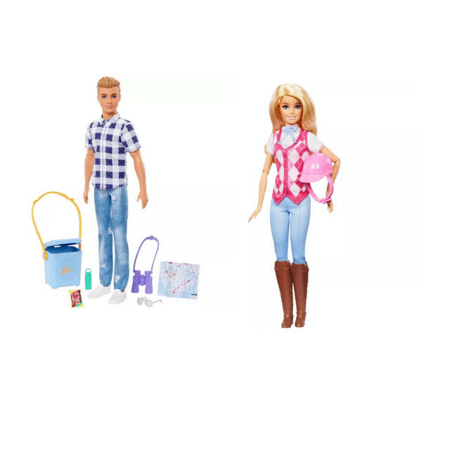 Barbie 2 pack Figures Two Ken Camping Doll And Great Horse Chase Malibu ...