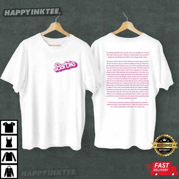 Barbie 2023 America Ferrera Gloria Monologue T Shirt