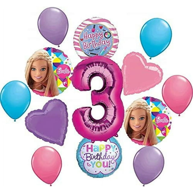 Barbie 3rd Birthday Party Supplies and Balloon Bouquet Decorations ...