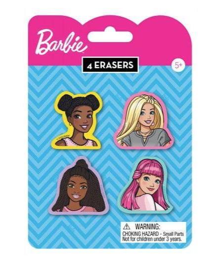 Barbie 4 Pack Of Erasers - Walmart.com