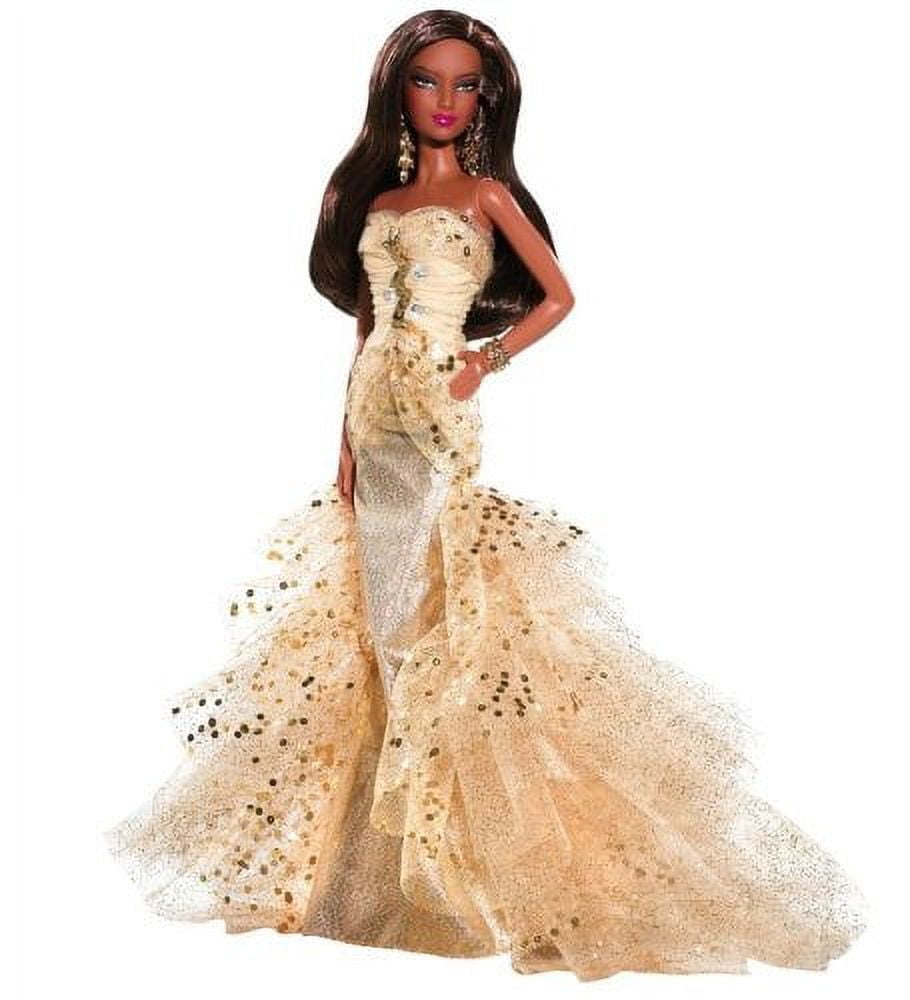 Barbie 50th Anniversary Doll African American Gold Dress Mattel 2008 # ...