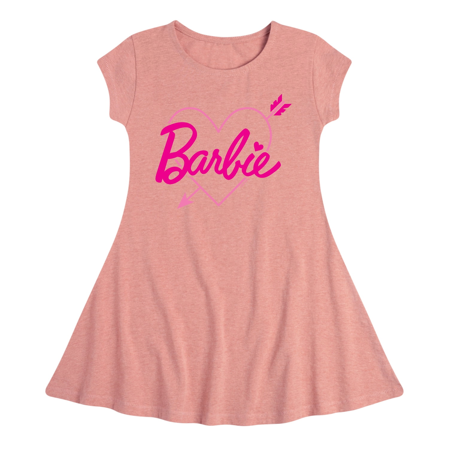 Barbie - Arrow Heart Logo - Toddler And Youth Girls Fit And Flare Dress ...