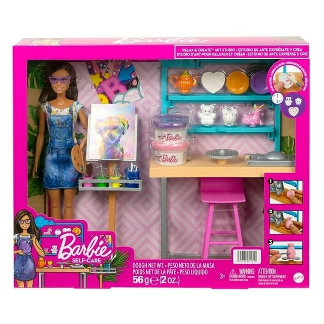 Barbie Doll Art Studio Playset with Relax and Create Features ...