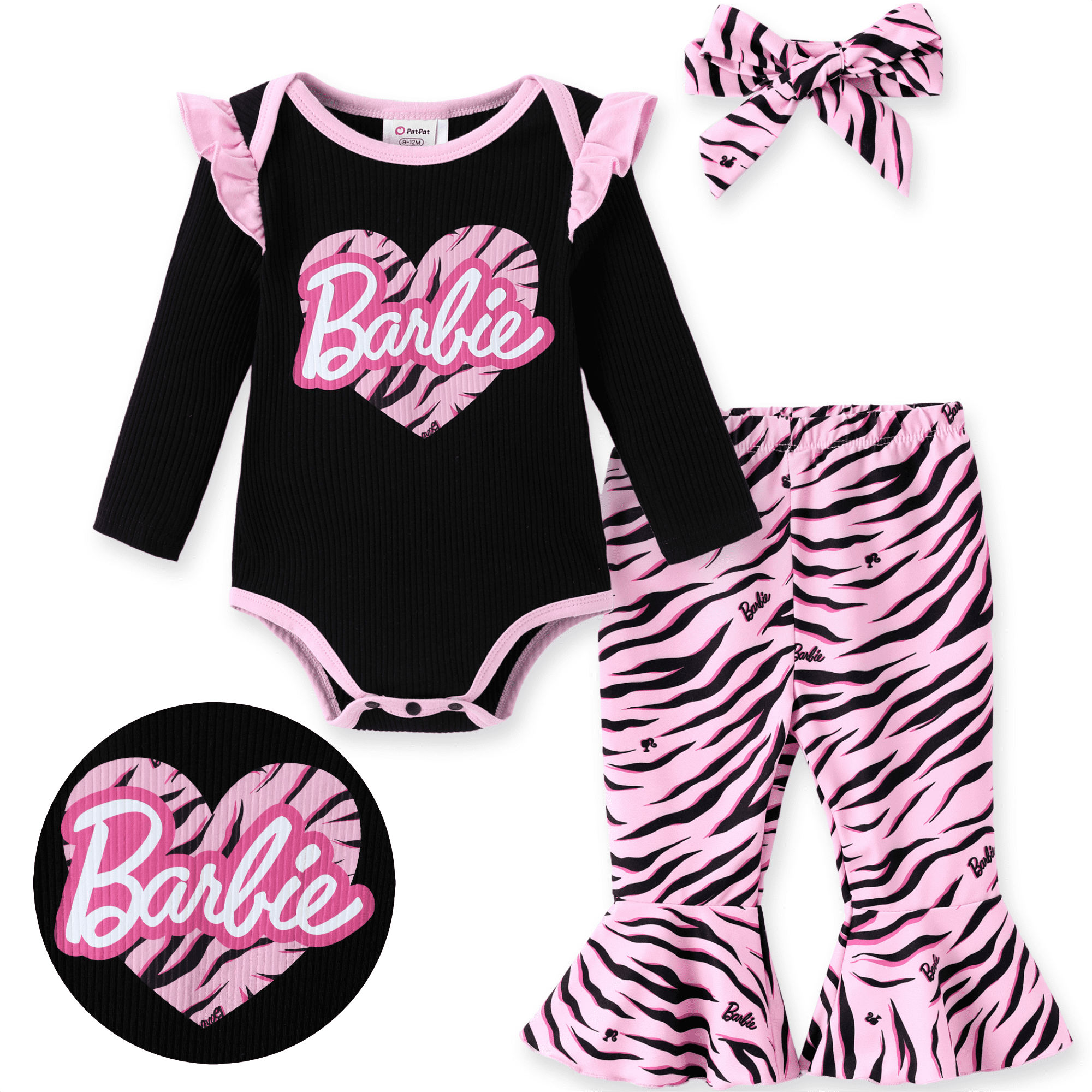 Barbie Baby Girls Clothes 3pcs Outfit Set Pink Zebra Graphic Long ...