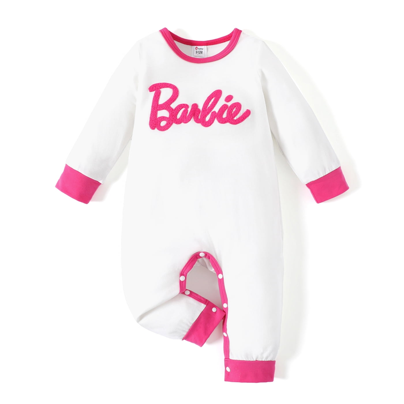 Barbie Baby Girls Rompers White Letter Embroidered Long Sleeves ...