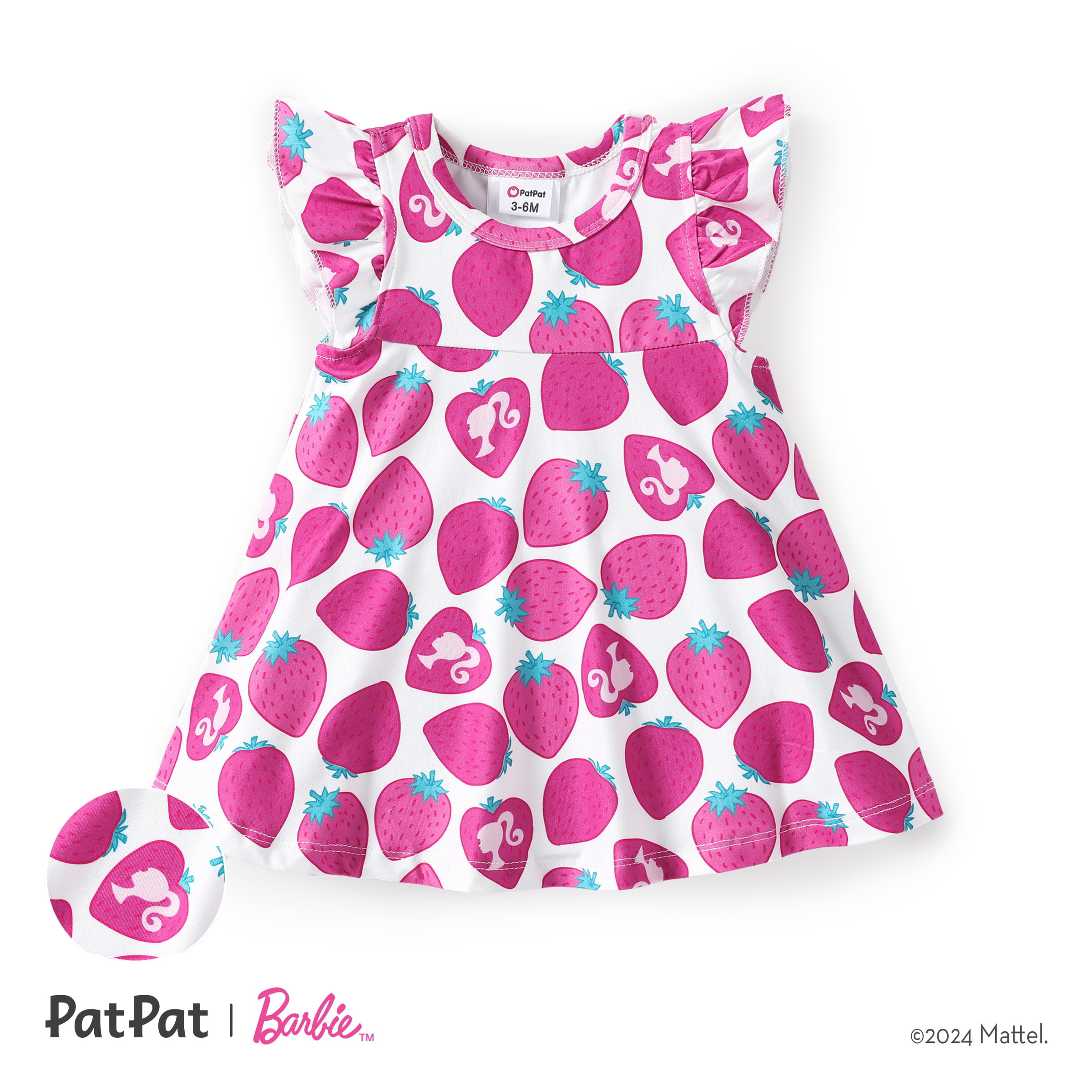 Barbie Baby/Toddler Girls 1pc Strawberry Allover Print Ruffle-sleeve ...
