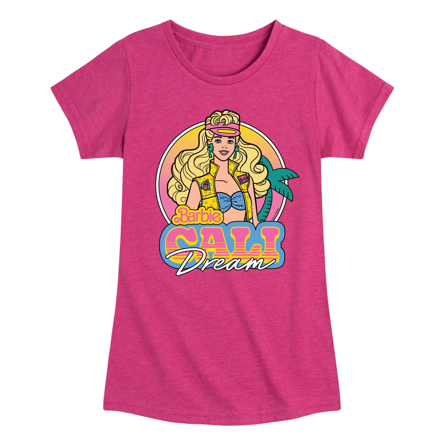 Barbie - Barbie 80S Cali Dream - Girls Fitted Short Sleeve Graphic T ...