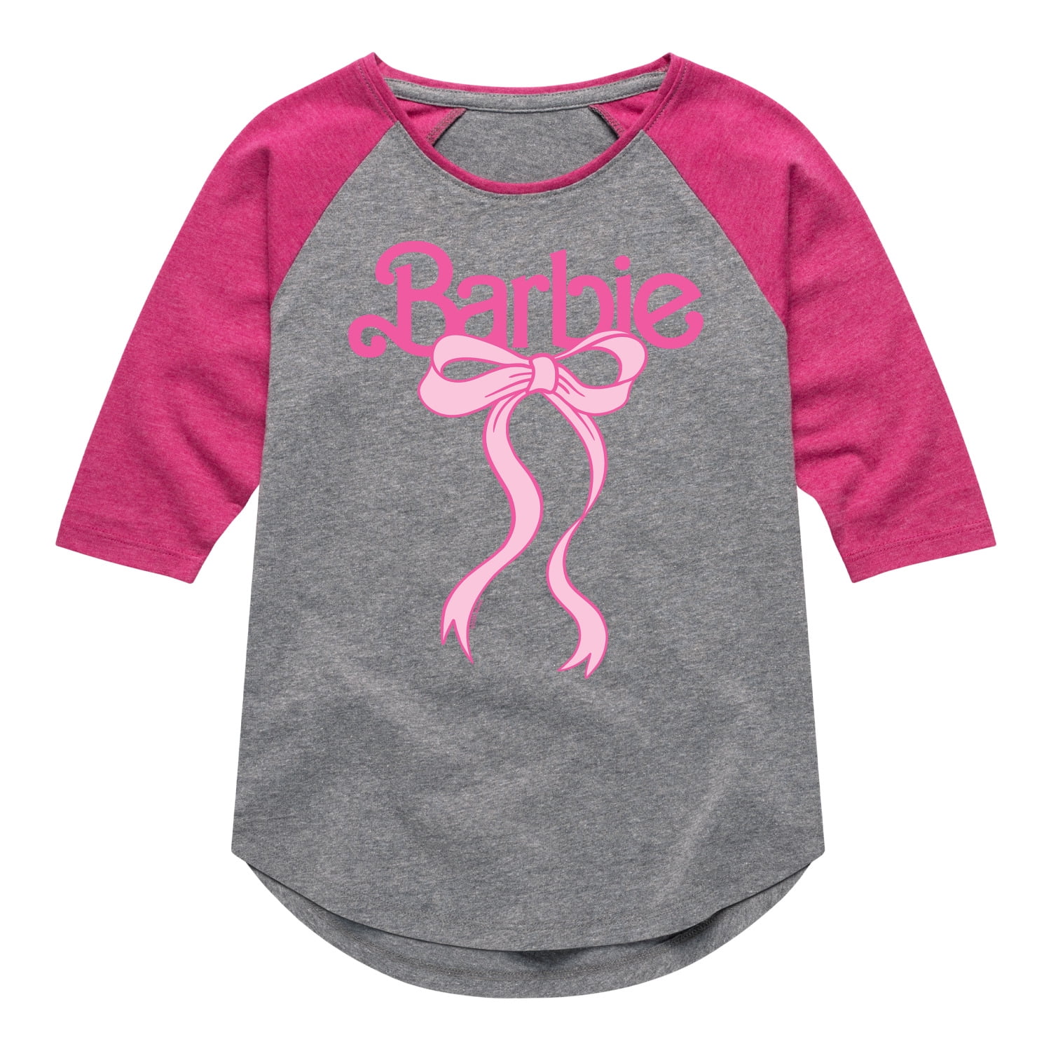 Barbie - Barbie Logo Bow - Youth Girls Shirt Tail Raglan T-Shirt ...