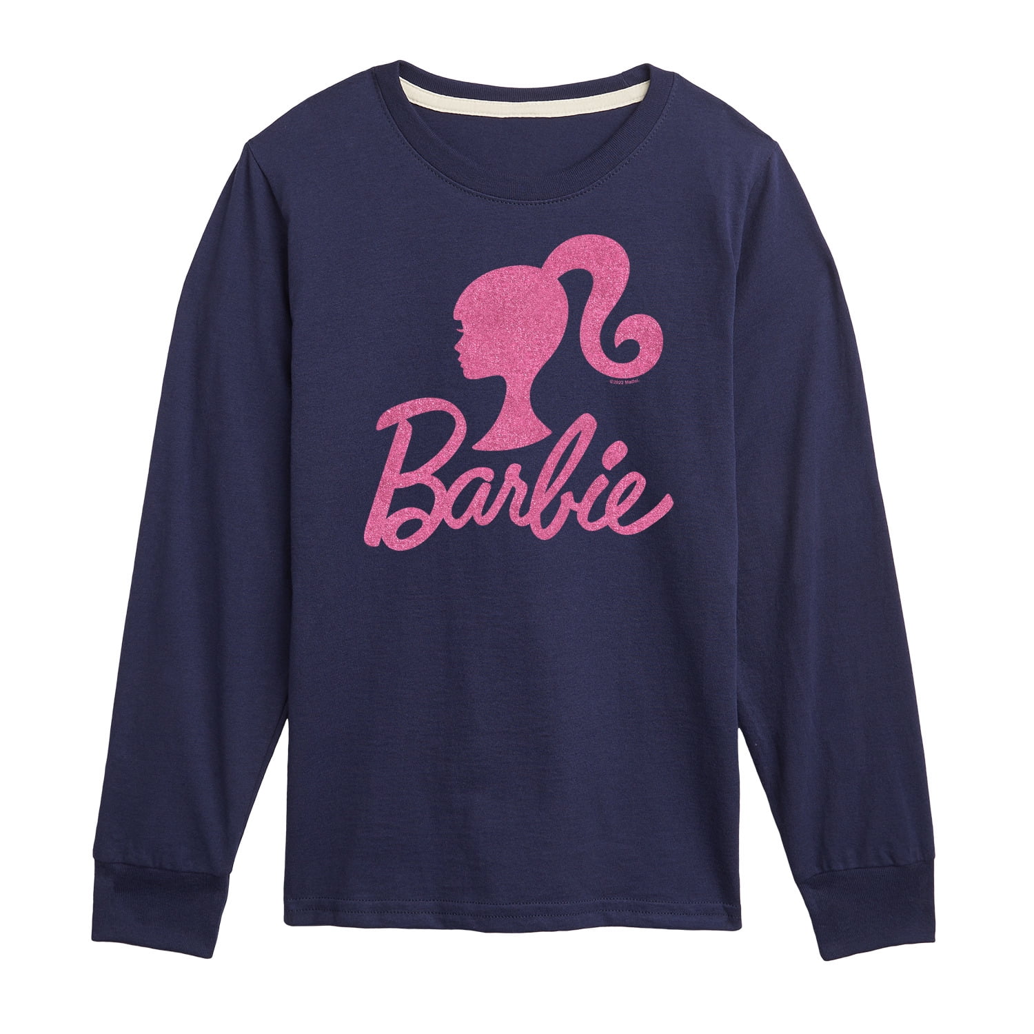 Barbie - Barbie Logo Pink Glitter Transfer - Toddler And Youth Long ...
