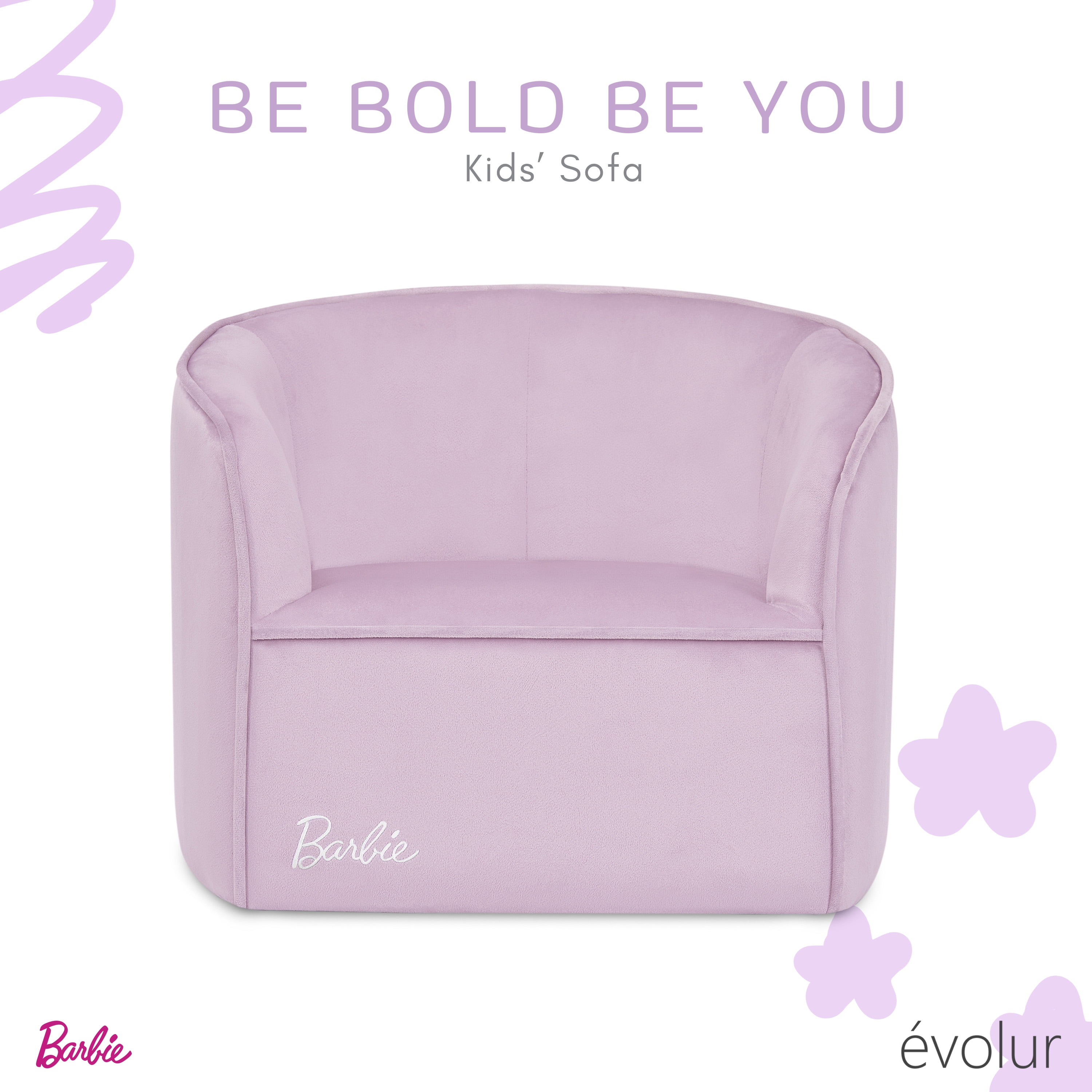 Barbie Be Bold Be You Kid's Sofa by Evolur in Purple - Walmart.com