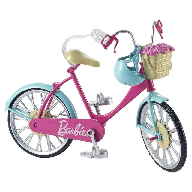 Barbie's Rider Doll Ride Toy - Barbie Bicycle with Basket of Flowers ...