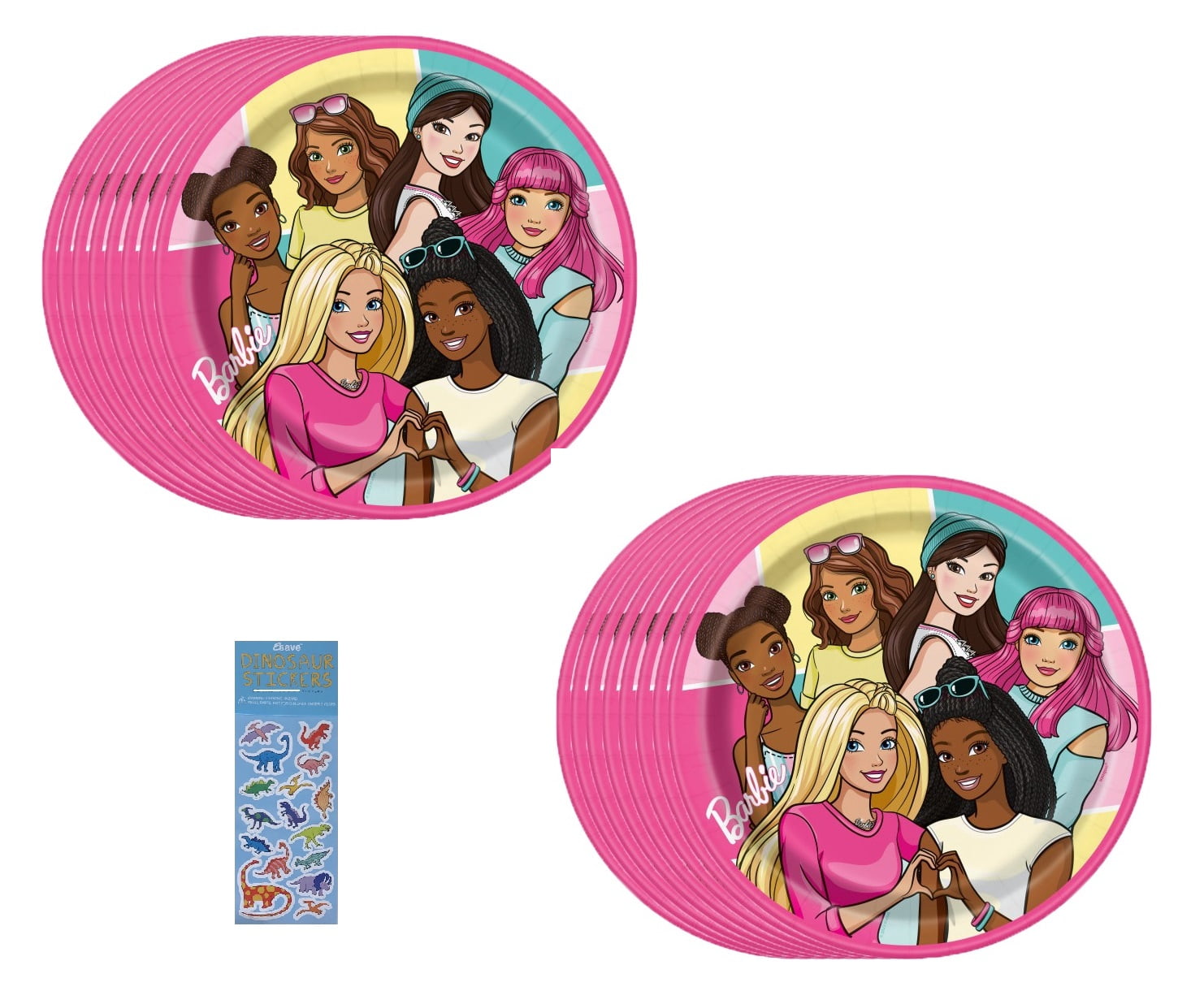 Barbie Birthday Party Supplies Bundle includes 16 Lunch Paper Plates ...