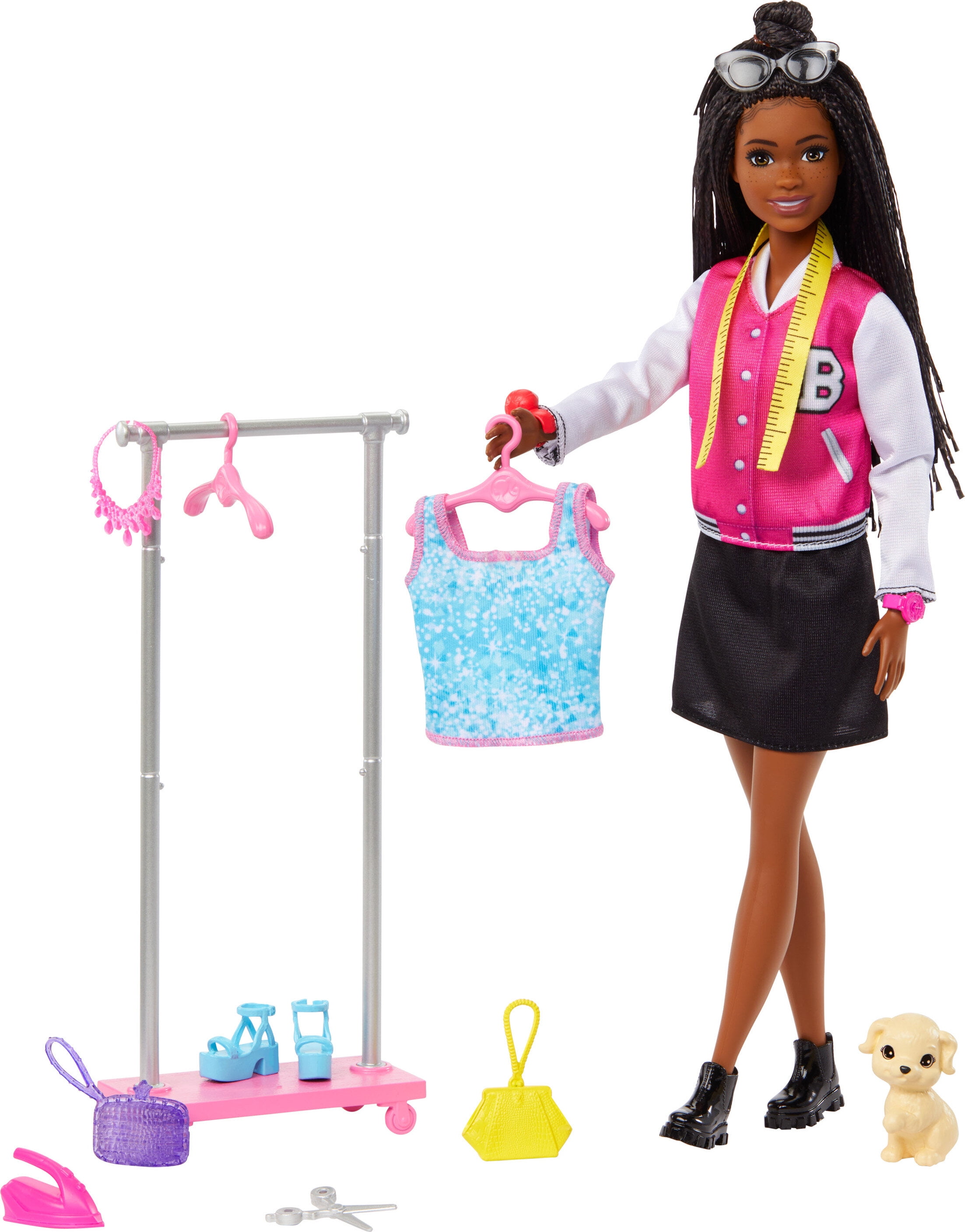 Barbie Stylist Doll & Accessories Playset, 'Brooklyn' with Puppy ...