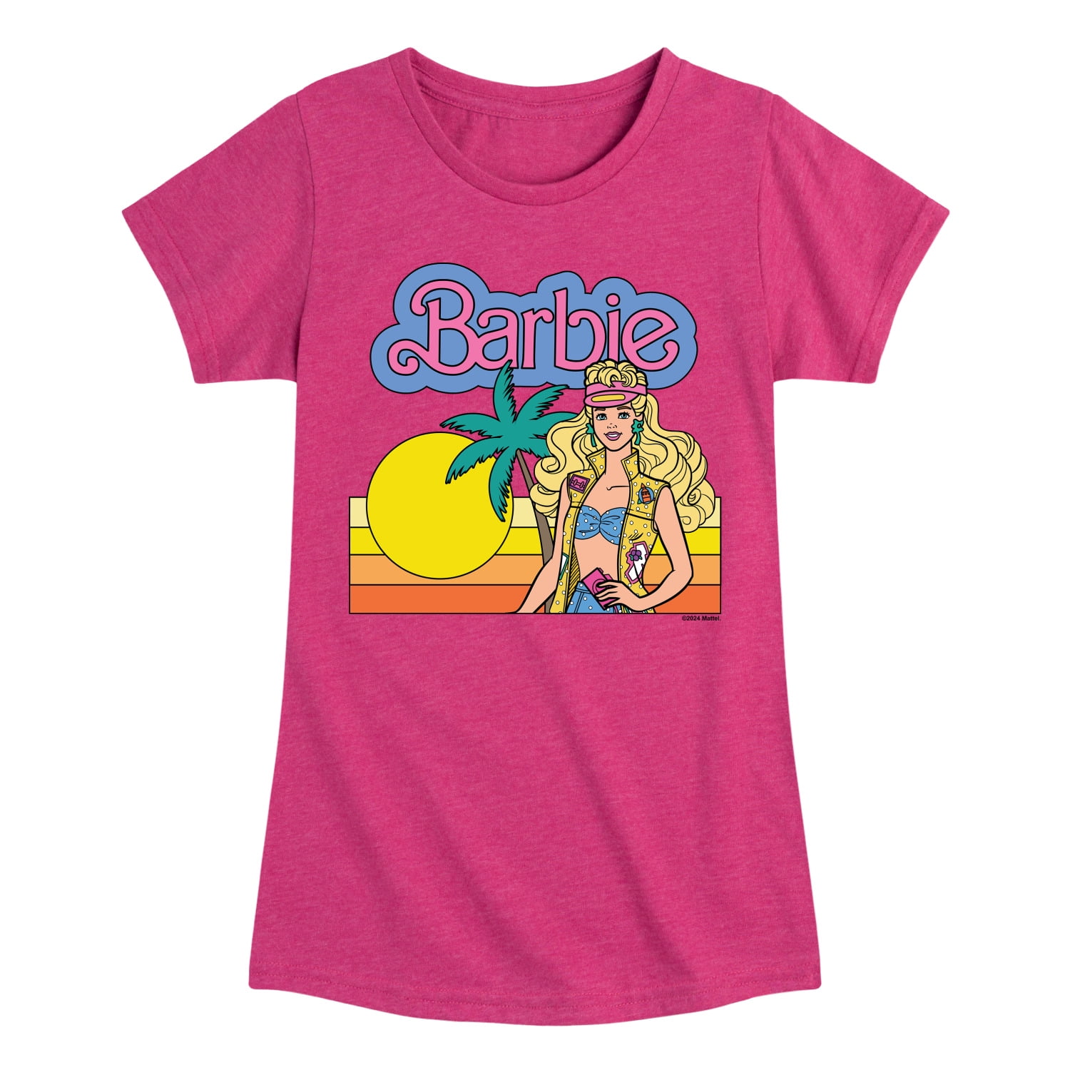 Barbie - Cali Sunset Barbie - Girls Fitted Short Sleeve Graphic T-Shirt ...