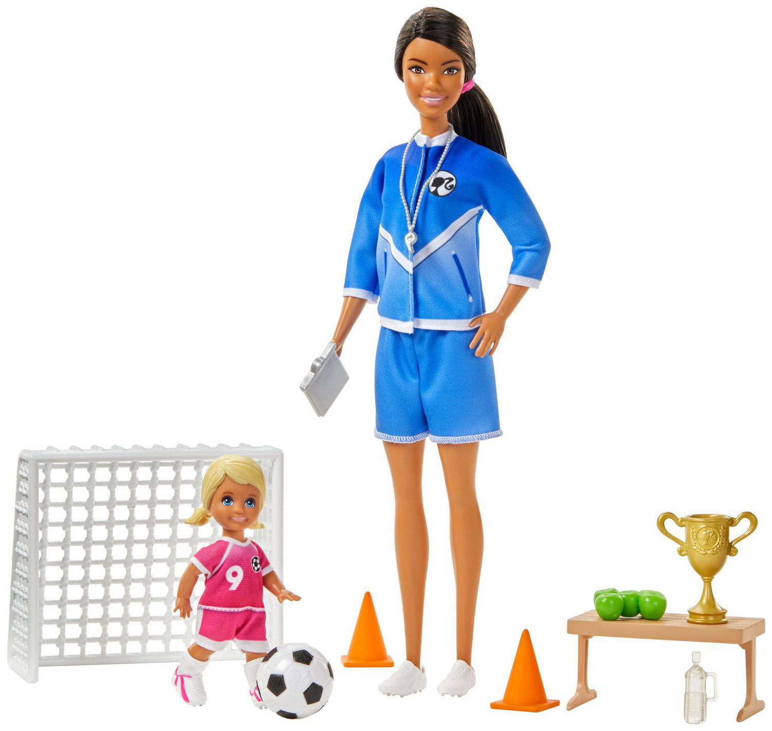 Barbie Career Soccer Coach Playset with Student Doll and Realistic ...